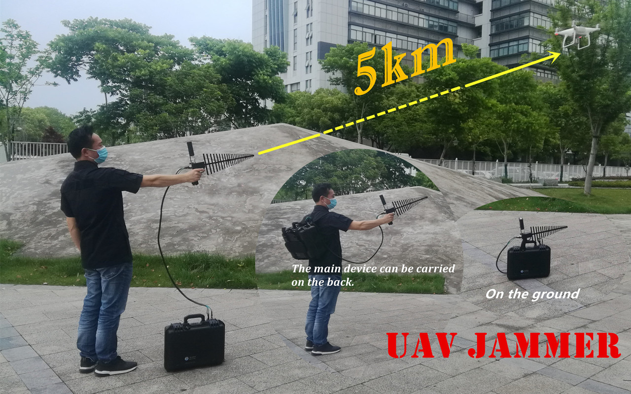 Backpack Military Drone Jammer Single Person Operated 5km Distance
